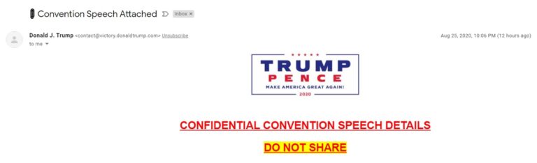 Trump Fundraising Email: RNC 'Convention Speech Attached'
