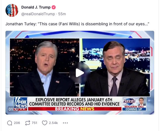 Trump Posts Flurry of 8 Fox News Clips Within 30 Minutes