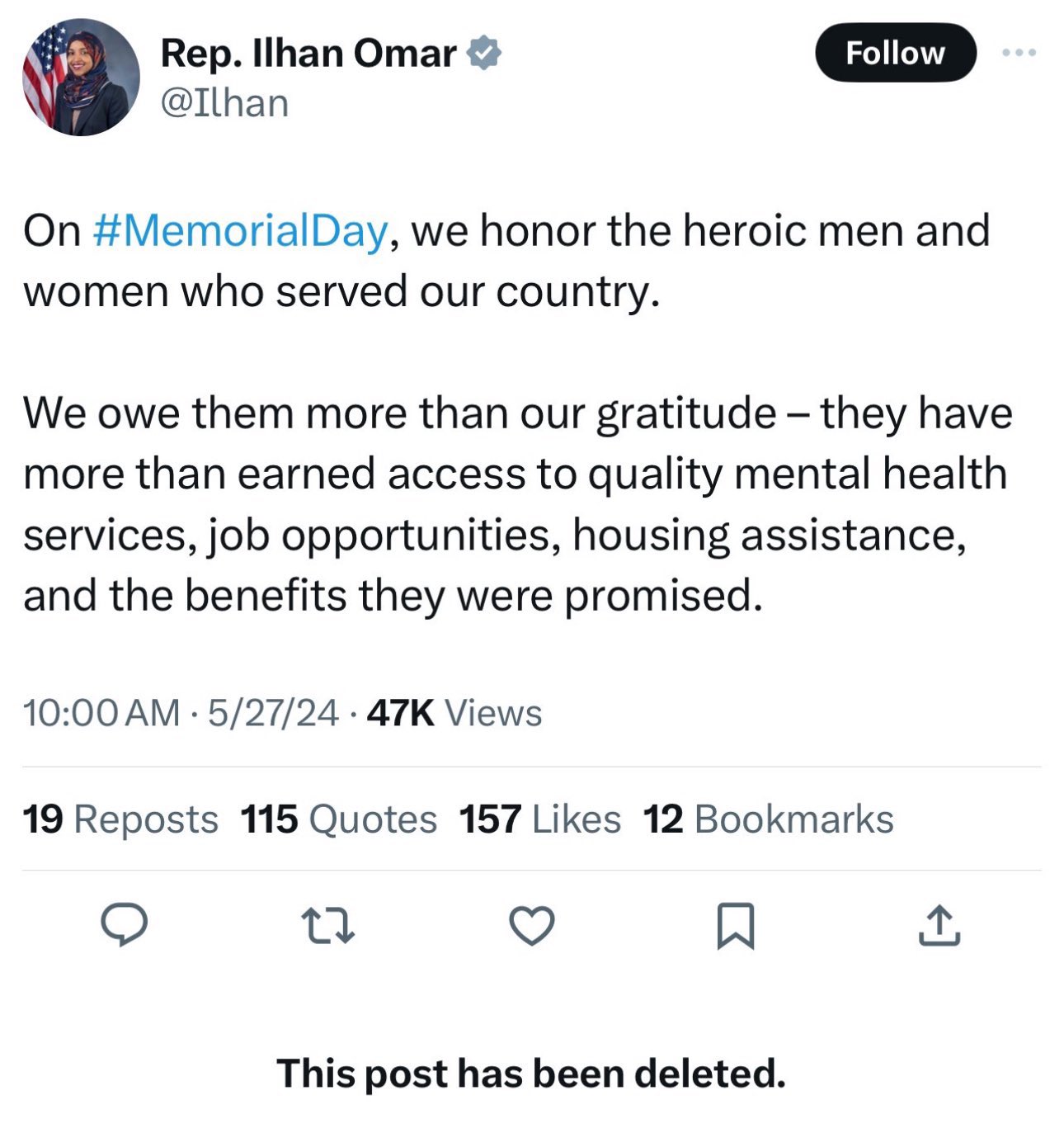 Ilhan Omar, Cori Bush Blasted for Memorial Day Tweets