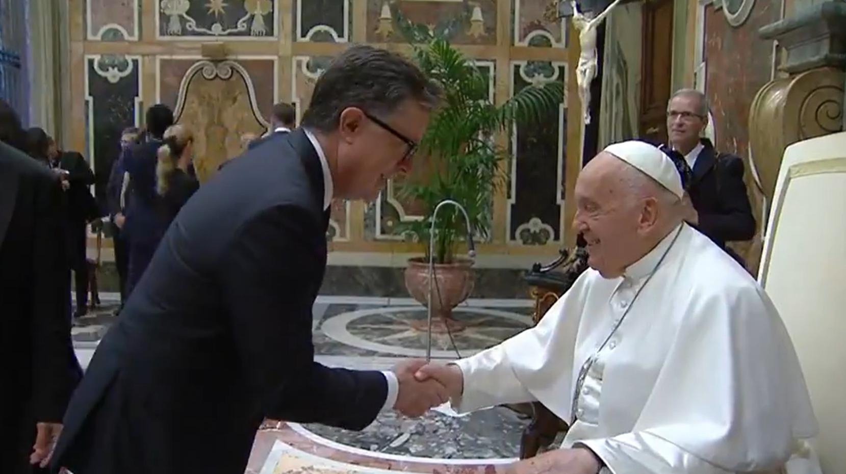 Stephen Colbert, Jim Gaffigan, Chris Rock Meet the Pope