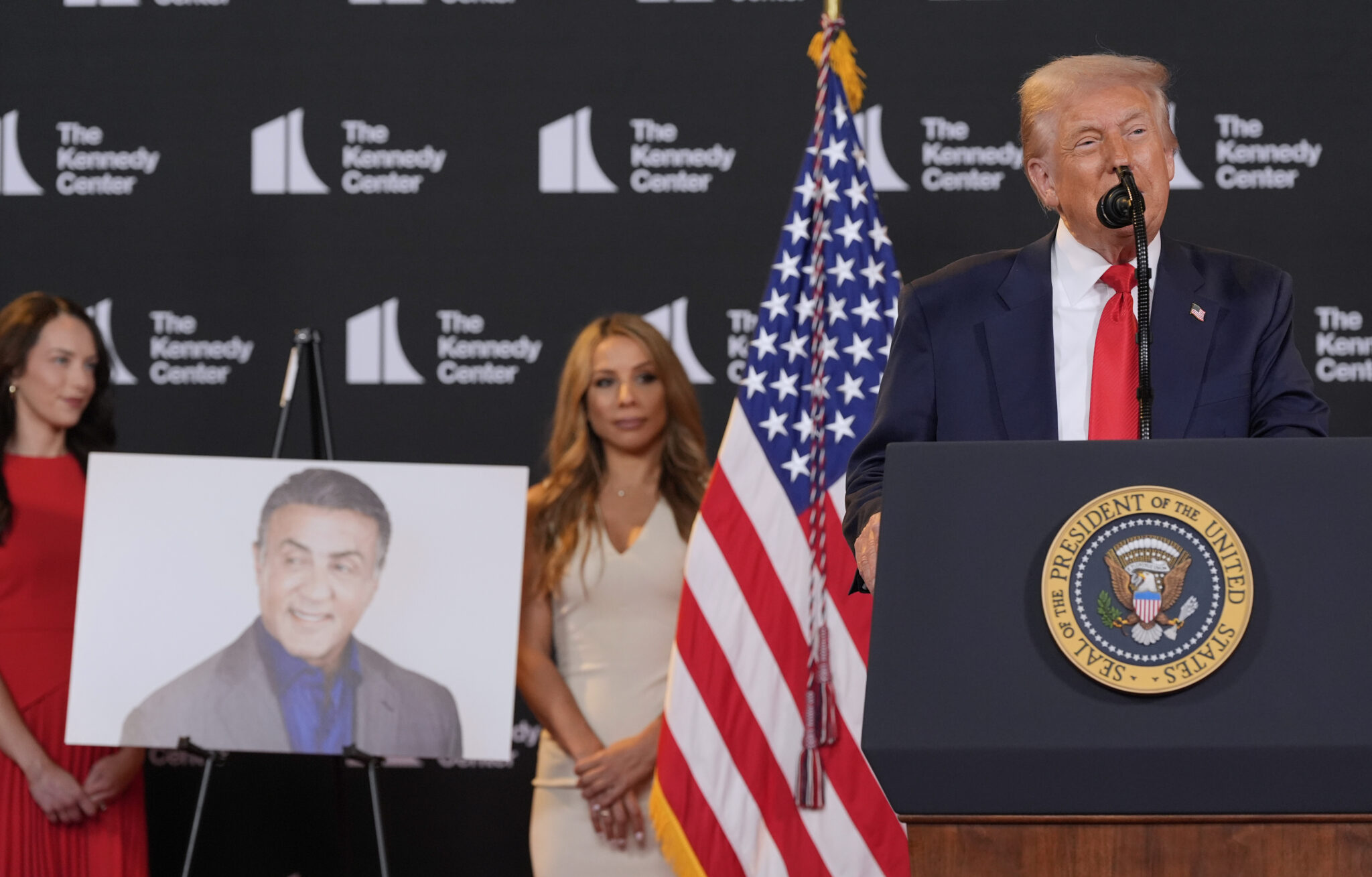 Trump Gushes Over Sylvester Stallone at Kennedy Center