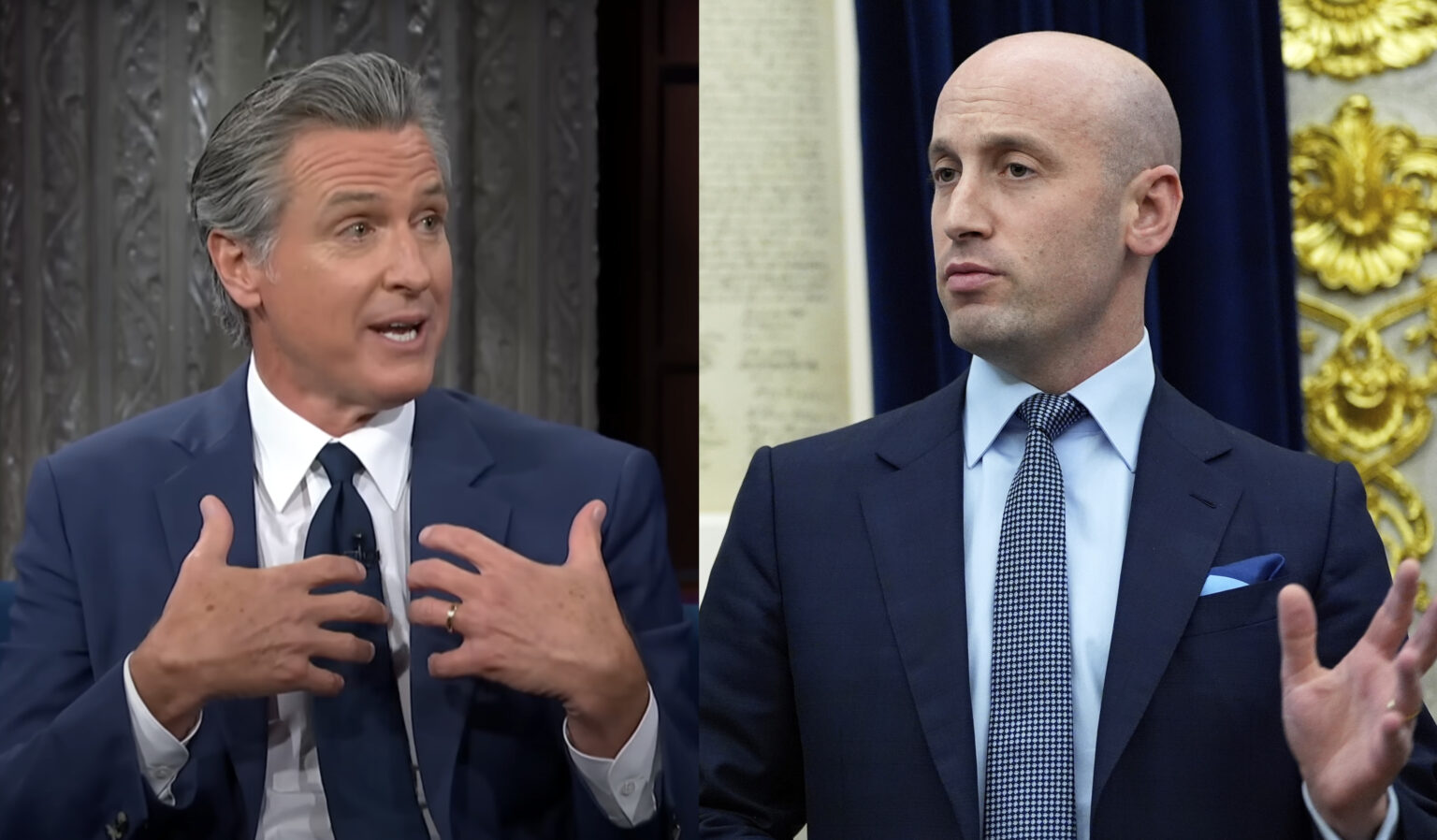 Gavin Newsom and Stephen Miller Trade Jabs Over Rhetoric